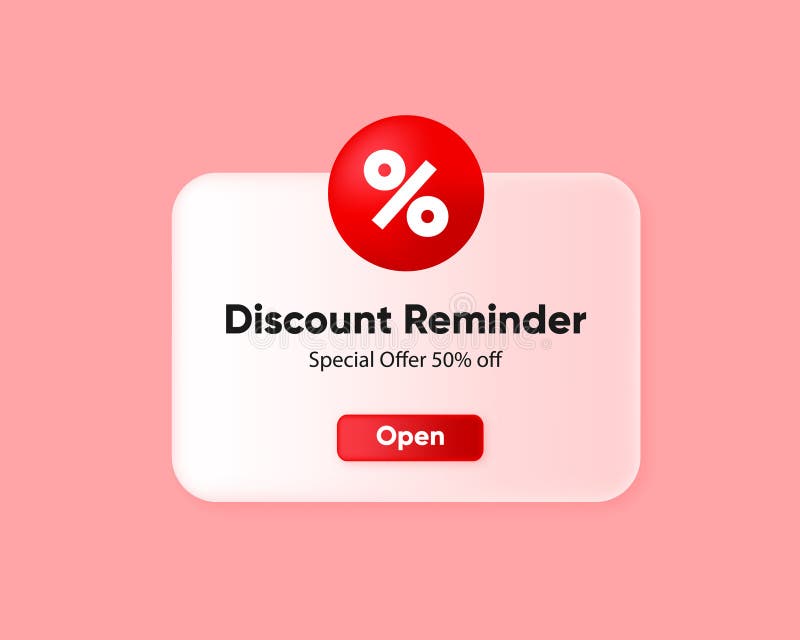 3D Notification or Reminder about a Discount Gift Coupon for the ...