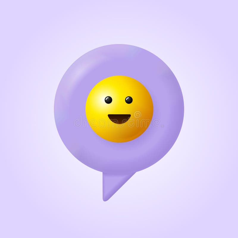3d Notification with Yellow Emoji on Speech Bubble Concept Cartoon ...