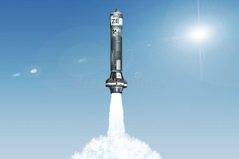 3D Nuclear Rocket Launch stock illustration. Illustration of ...