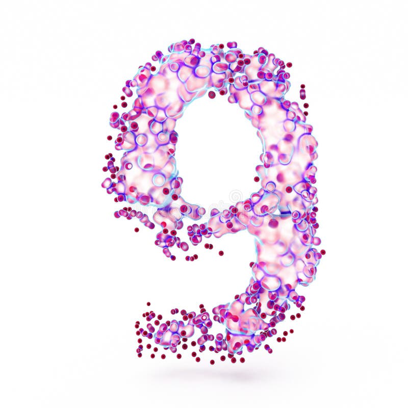 3D Number 9 with Abstract Biological Texture Stock Illustration ...