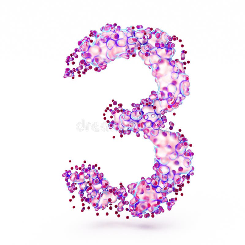 3D Number 3 with Abstract Biological Texture Stock Illustration ...