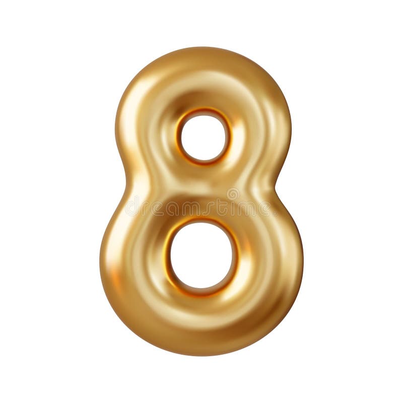 3d Number 8. Eight Number Sign Gold Color. Stock Vector - Illustration ...