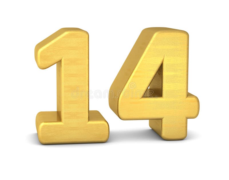 Numeral 14, Fourteen, Isolated On White Background, 3d Render Stock ...