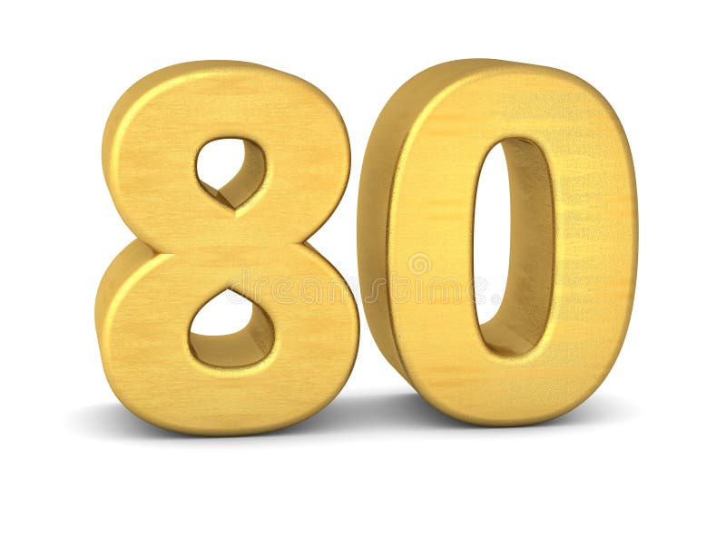 3d number 80 gold stock illustration. Illustration of metallic - 139779982