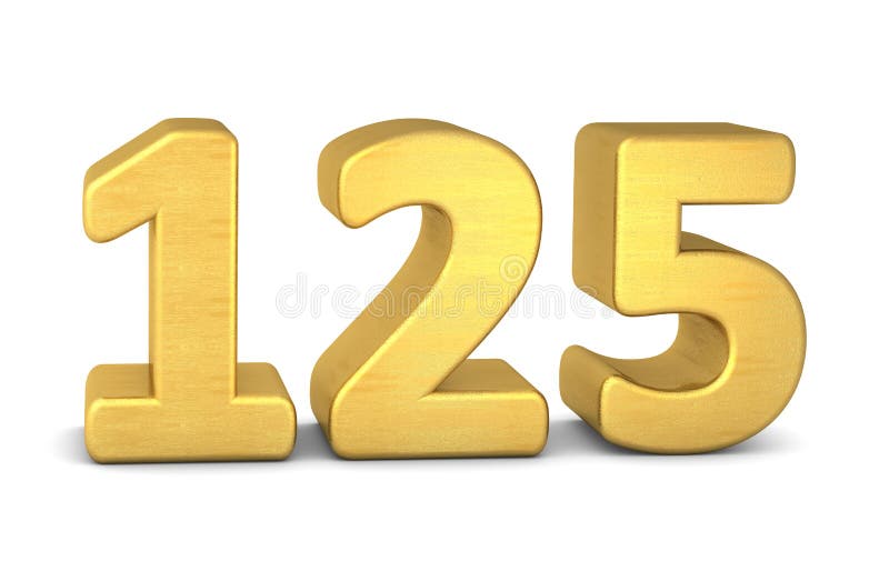 3d number 125 gold stock illustration. Illustration of graphic - 139780130