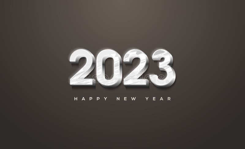 3D Number 2023 Happy New Year with Shiny White Color Stock Illustration ...