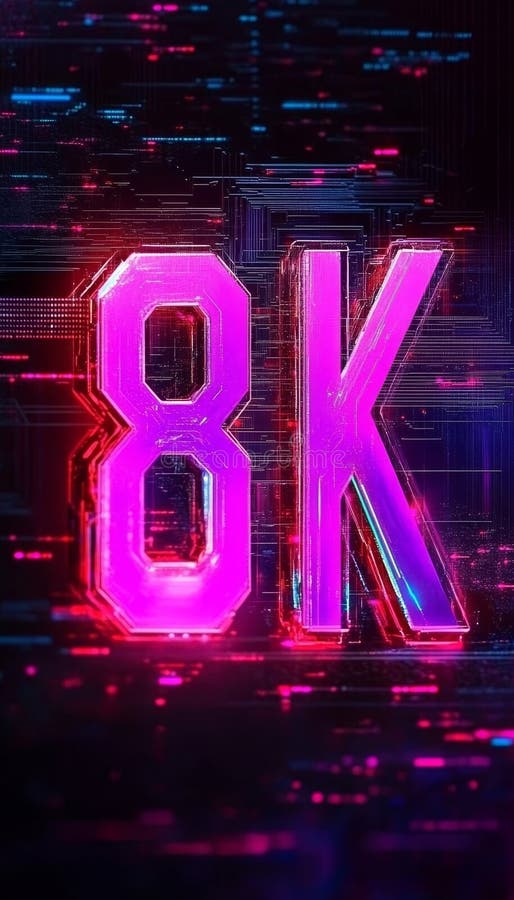 3D Number 8K Glowing Purple Digital Technology, Resolution Concept High ...