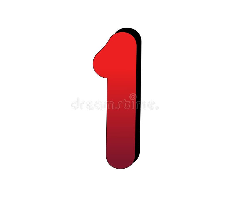 3D Number 1 One Gradient Red Color on White Background Stock ...