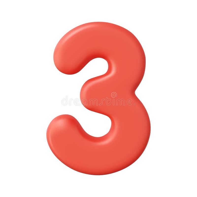 3d Number 3. Three Number Sign Red Color Stock Vector - Illustration of ...