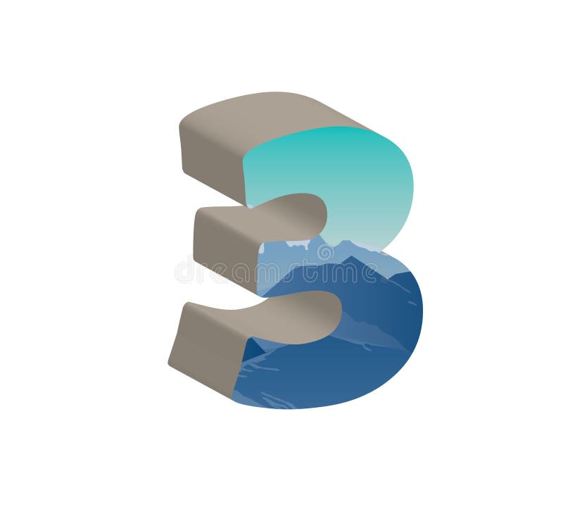 3D Number Three. Vector Illustration of 3D Font Stock Vector ...