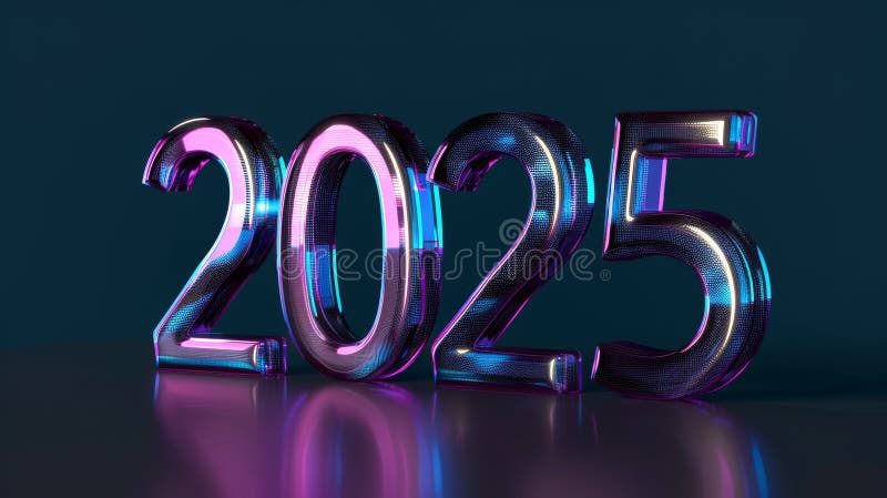 3d Numbers 2025 on a Dark Background Stock Illustration - Illustration ...