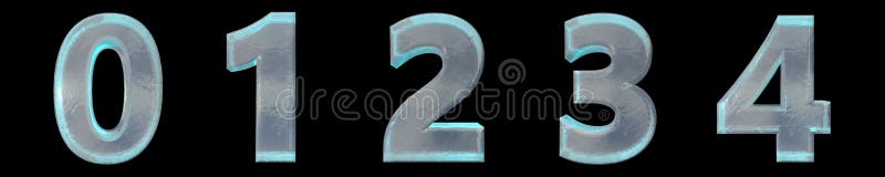 3D Numbers of Ice or Glass. Symbol Set 0,1,2,3,4 Stock Illustration ...