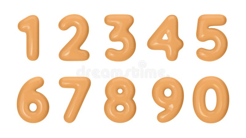 3D Numbers Plastic Beige from 0 To 9. Vector Illustration Stock Vector ...