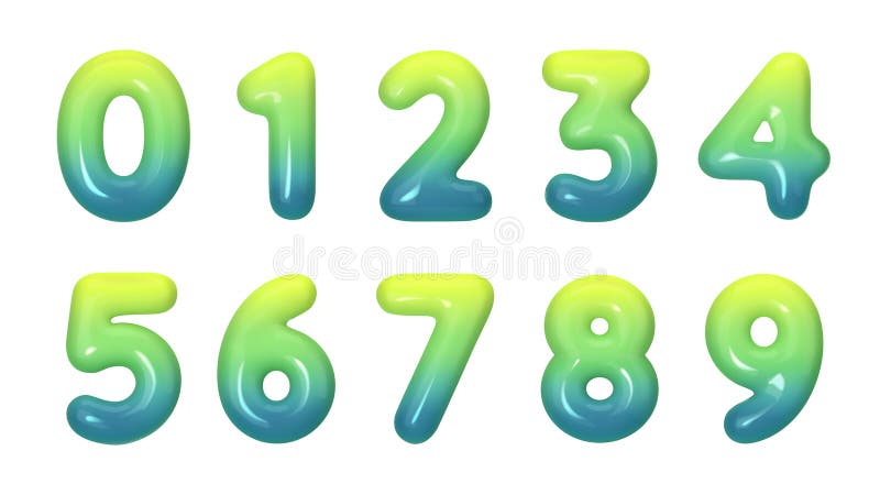 3D Numbers Plastic Green from 0 To 9. Vector Illustration Stock Vector ...