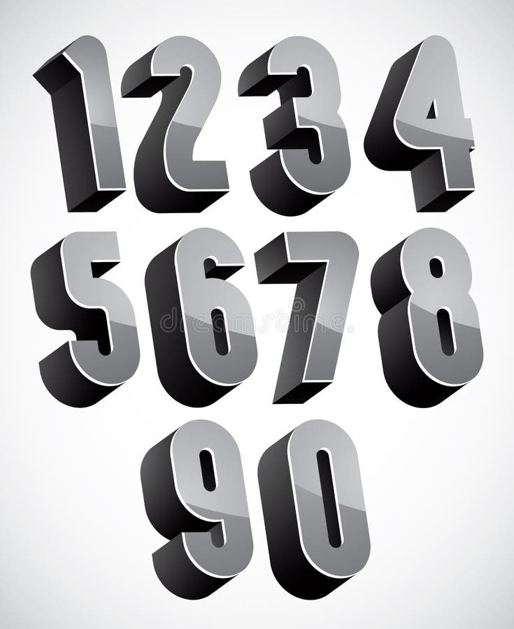 3d numbers set. stock vector. Illustration of symbol - 45380985