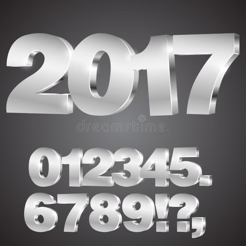 Chrome Numbers in 3D stock vector. Illustration of dimensional - 20410005