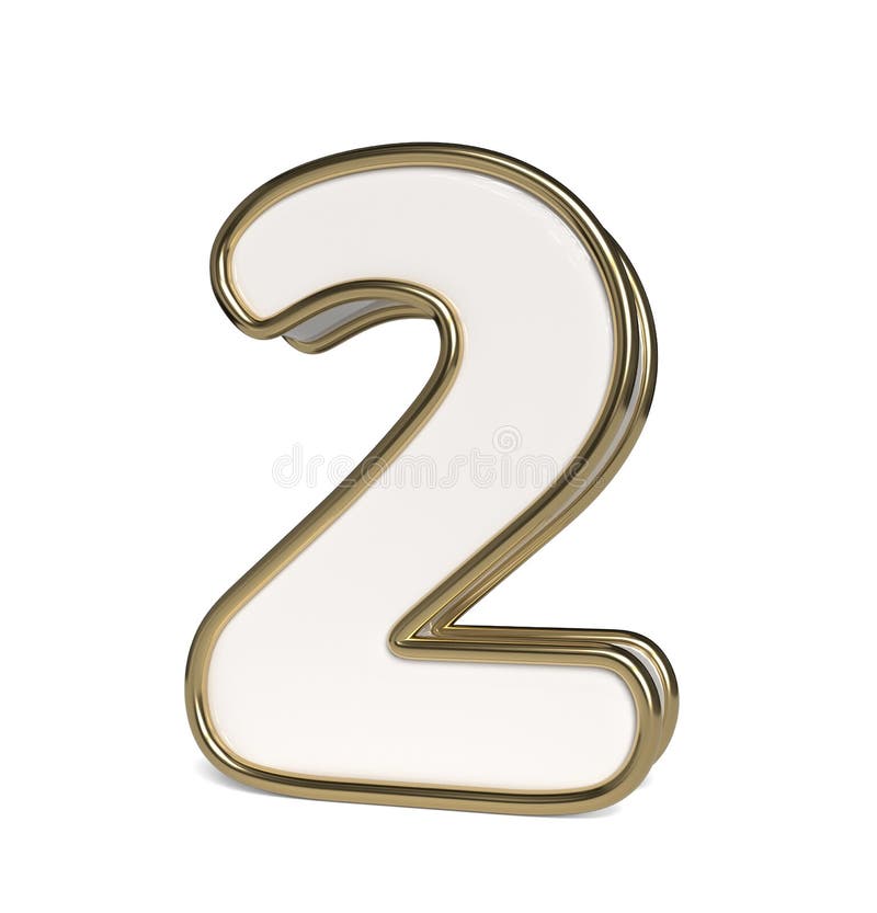 3D Numbers in White and Gold Colors. Number 2 Stock Illustration ...