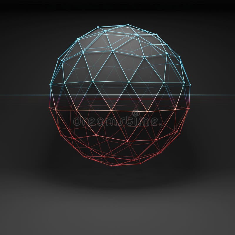 Polygonal Mesh in White Empty Room Interior, 3d Stock Illustration ...