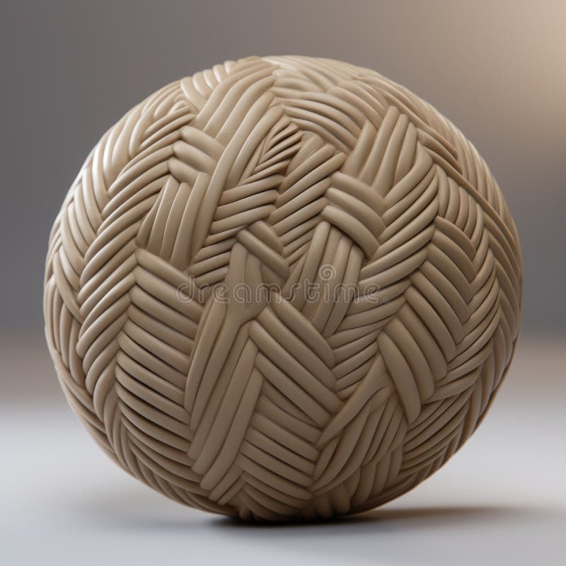 Sophisticated Woodblock Style: 3d Braided Ball with Soft Lines Stock ...