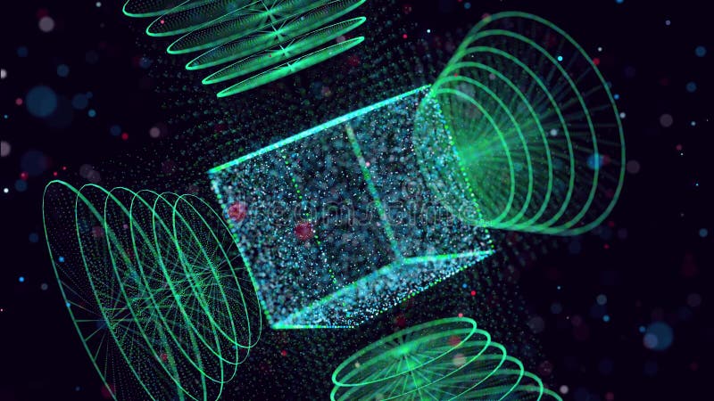 Abstract Glow Particles Form 3d Object in Space. Cubes. Vj Loop As Bg ...