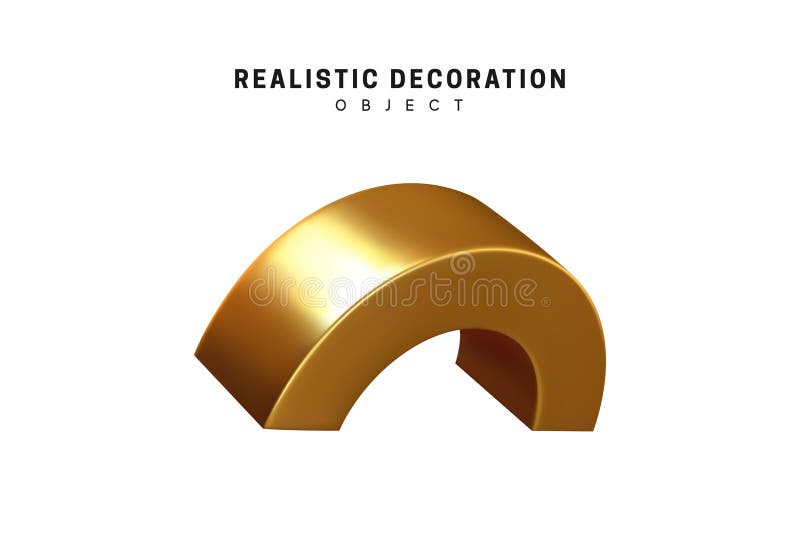 3d Objects Realistic Metallic Gold Color. Geometric Elements Isolated ...