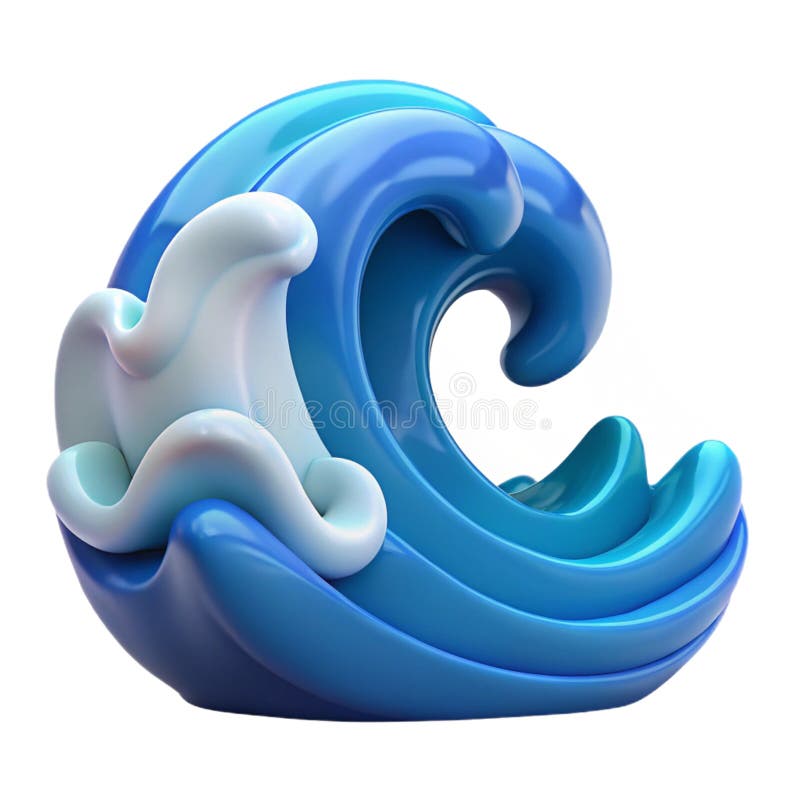 3D Ocean Wave Icon stock illustration. Illustration of wave - 359737701