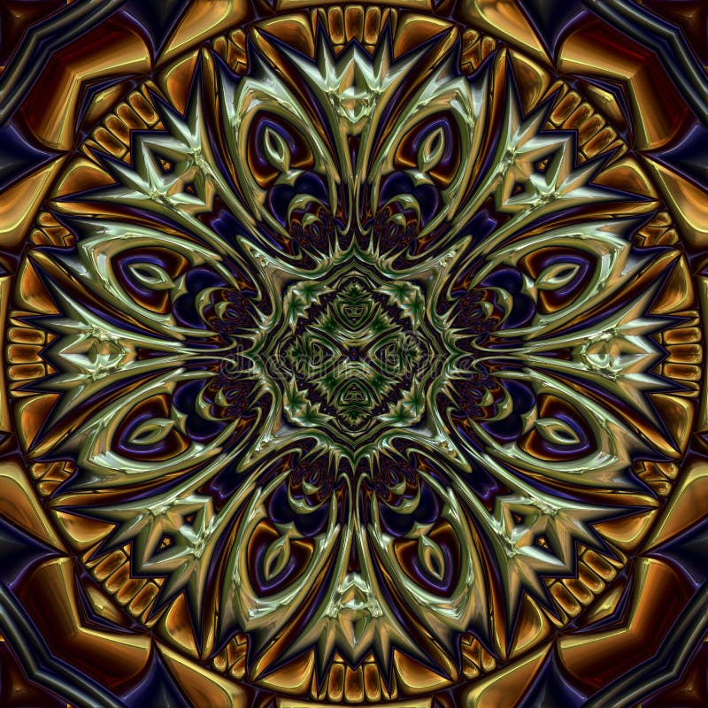 3d Octagonal Metallic Surface Fractal Graphic Stock Illustration ...