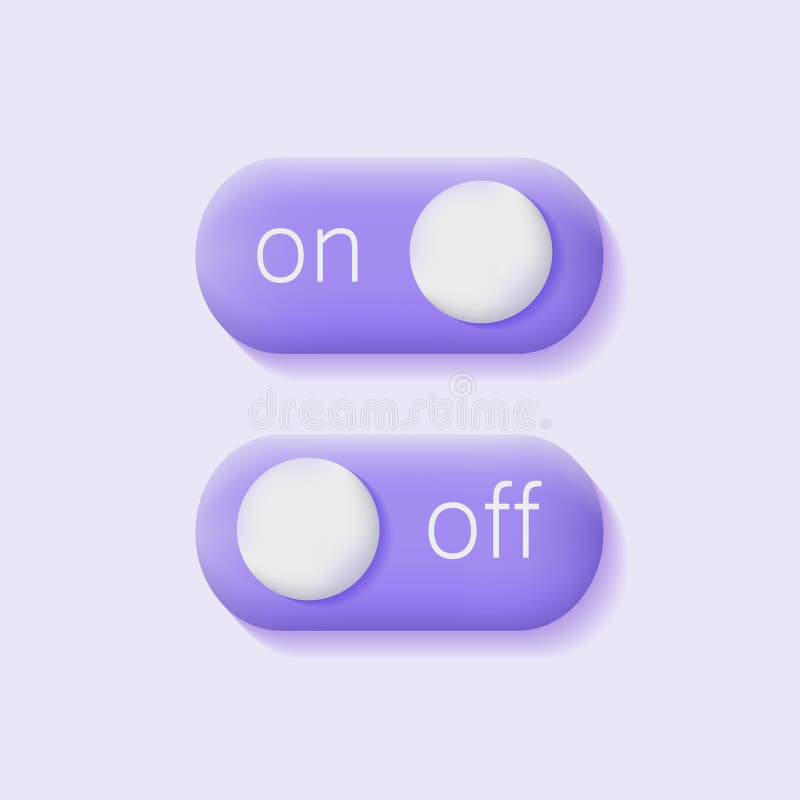 3d on and Off Toggle Button. Purple Slide Bar Icon. Unlock and Lock ...