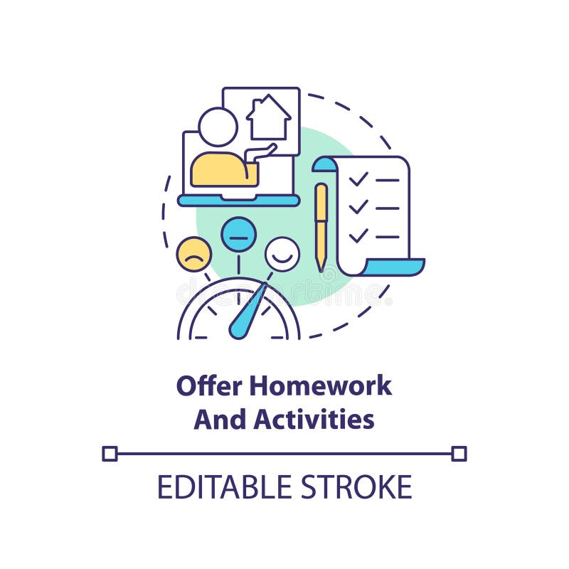 2D Offer Homework and Activities Linear Icon Concept Stock Vector ...