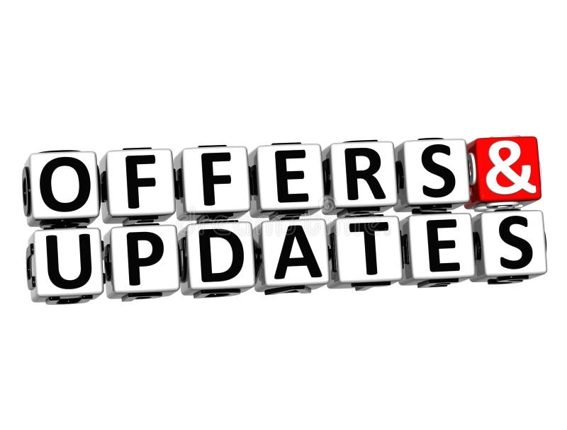3D Offers and Updates Block Text on White Background. Stock ...