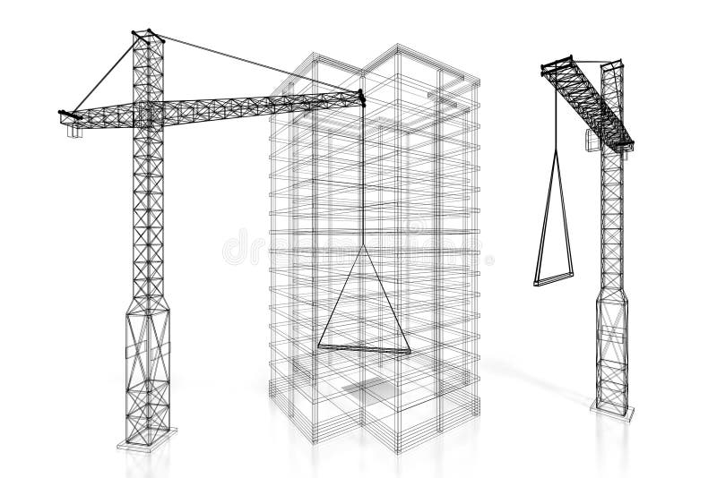 Wireframe of Office Building Stock Illustration - Illustration of ...
