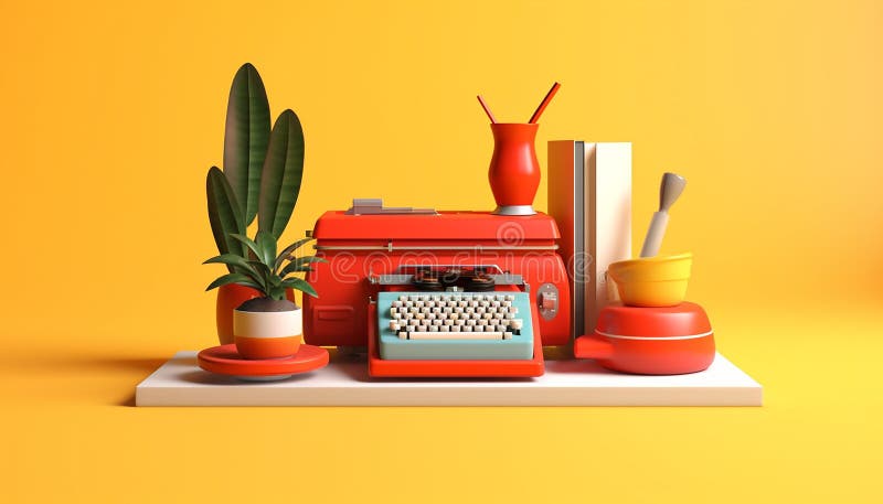 3D Office Objects. Minimal Pop Art Scene. High Quality Render Created ...