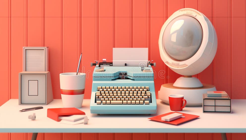 3D Office Objects. Minimal Pop Art Scene. High Quality Render Created with Generative Ai. Stock ...