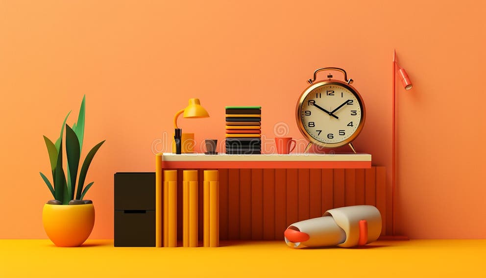 3D Office Objects. Minimal Pop Art Scene. High Quality Render Created with Generative Ai. Stock ...