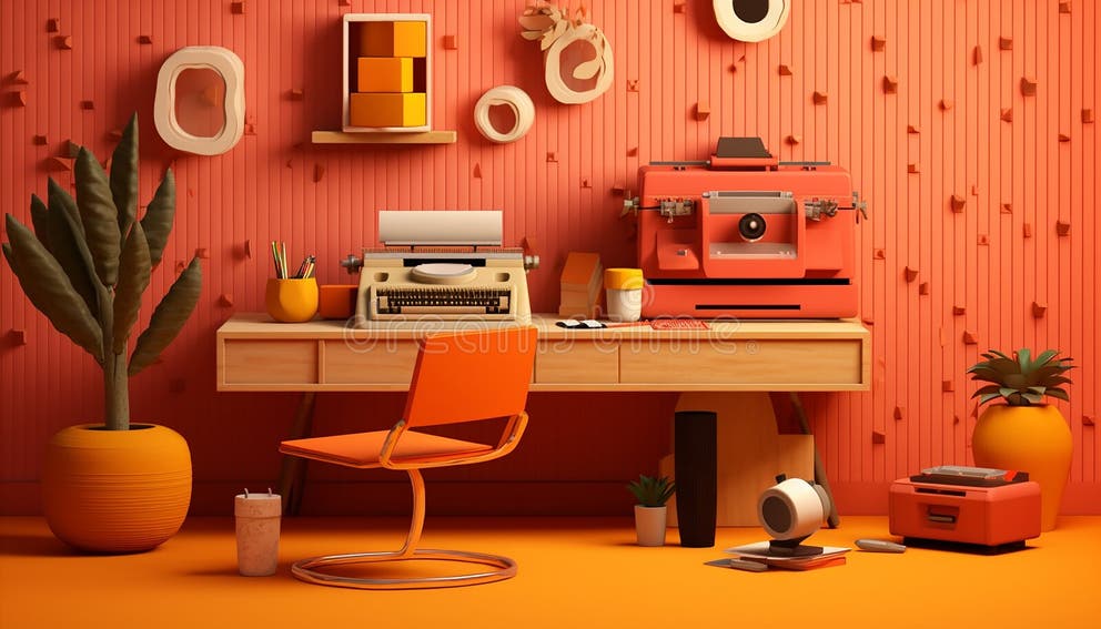 3D Office Objects. Minimal Pop Art Scene. High Quality Render Created with Generative Ai. Stock ...
