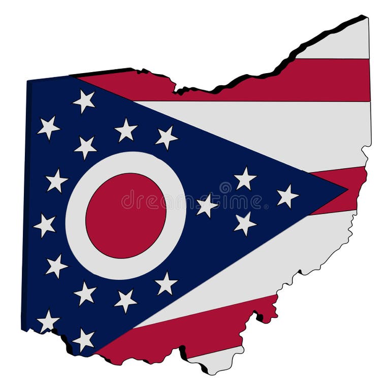 3D Ohio Map Flag State Vector Illustration Stock Vector - Illustration ...