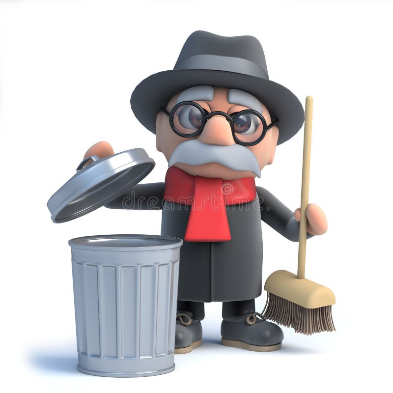 3d Old Man Takes Out the Trash Stock Illustration - Illustration of ... 3d Old Man Takes Out the Trash Stock Illustration - Illustration of ...