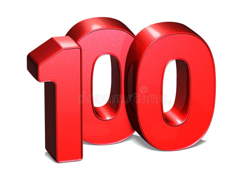 Numeral 100, One Hundred, Isolated On White Background, 3d Render Stock ...