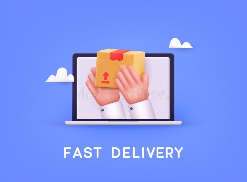 3D Online Deliver Service, Delivery Tracking Laptop. Fast Delivery ...