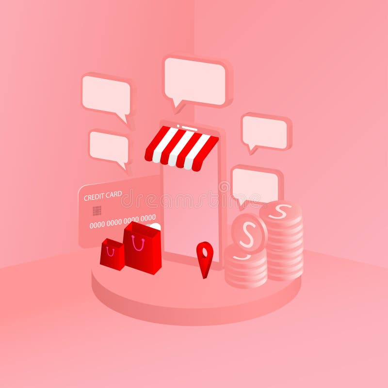 3D Online Shop stock vector. Illustration of square - 162169715