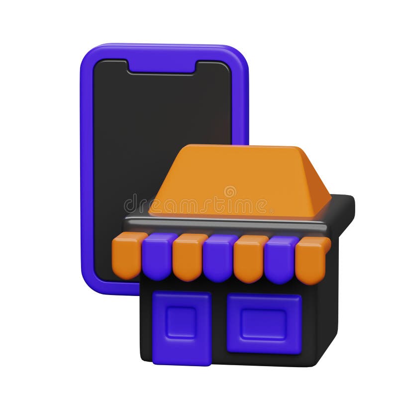 3d Online Shop, Simple Outlet and Phone Stock Illustration ...