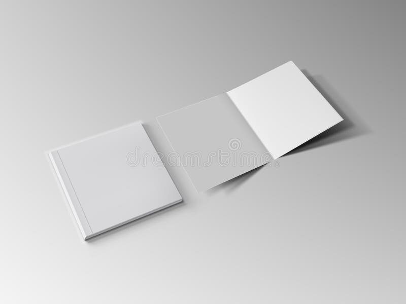 3D Open Blank Clear Square Book on Gray Background Stock Illustration ...