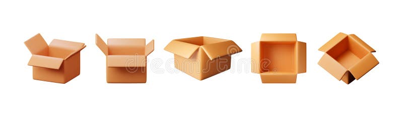 3D Open Carton Packaging Box Set Isolated on White Stock Vector ...