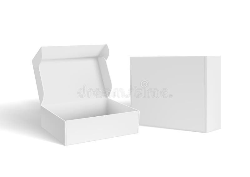 3D Open and Close Blank Packaging Box Stock Illustration - Illustration ...