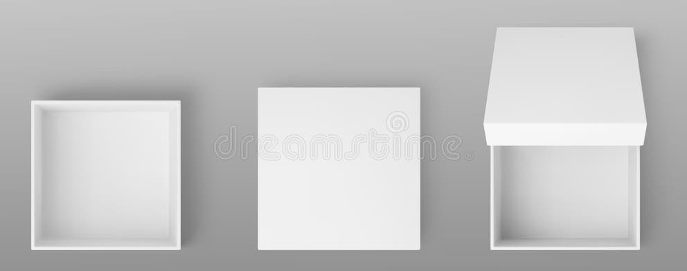3d Open Empty White Gift Box Blank Mockup Top View Stock Illustration ...