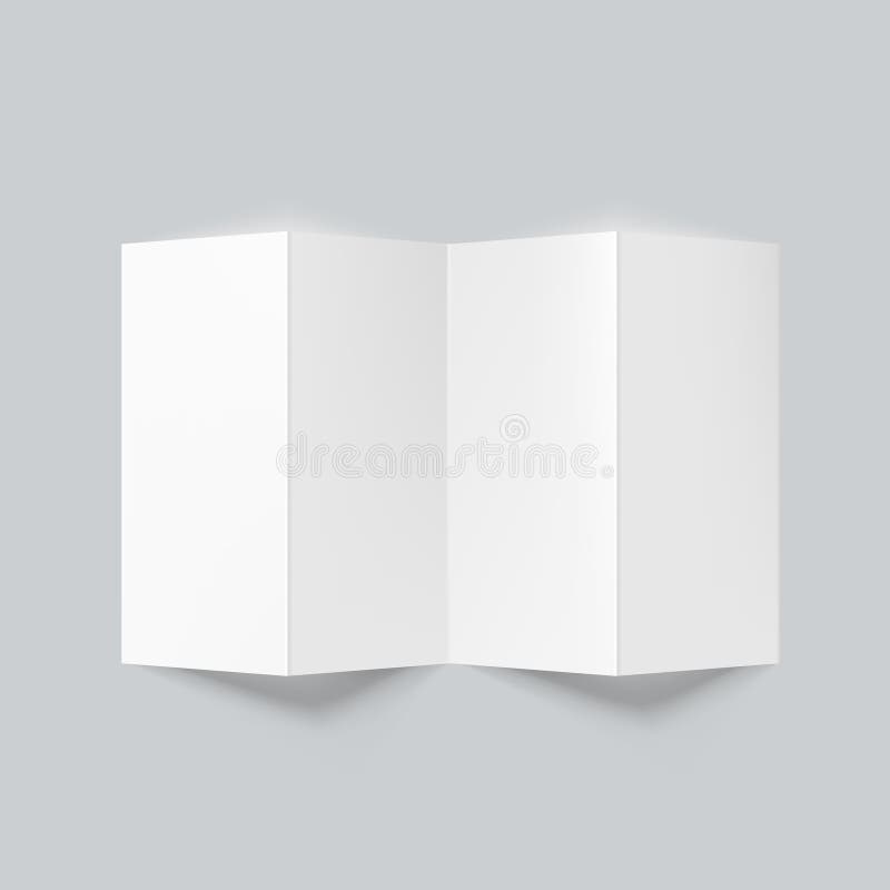 3D Open Four Fold Brochure on Gray Background Stock Vector ...