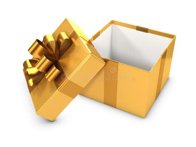 3d Open gold gift box stock illustration. Illustration of wrapping ...