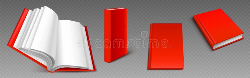 3d Open Red Book Set from Different Angles Stock Vector - Illustration ...