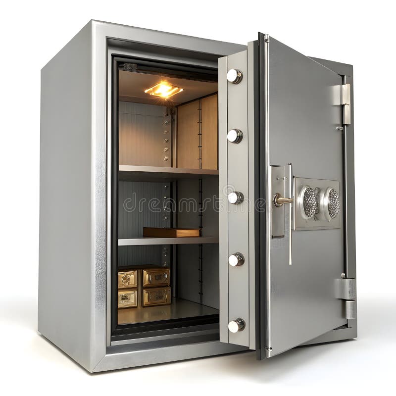 3D Safe Open Isolated on White Background Stock Illustration ...