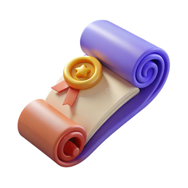 3D Open Scroll Diploma Icon Stock Illustration - Illustration of open ...